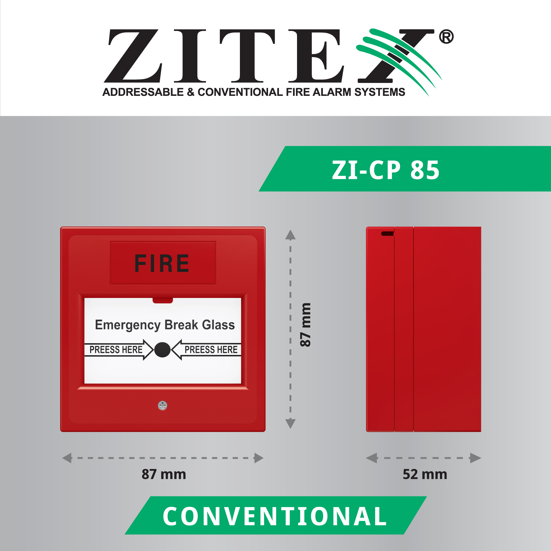 خرید و قیمت شستی اعلام حریق متعارف زیتکس مدل ZI-CP 85